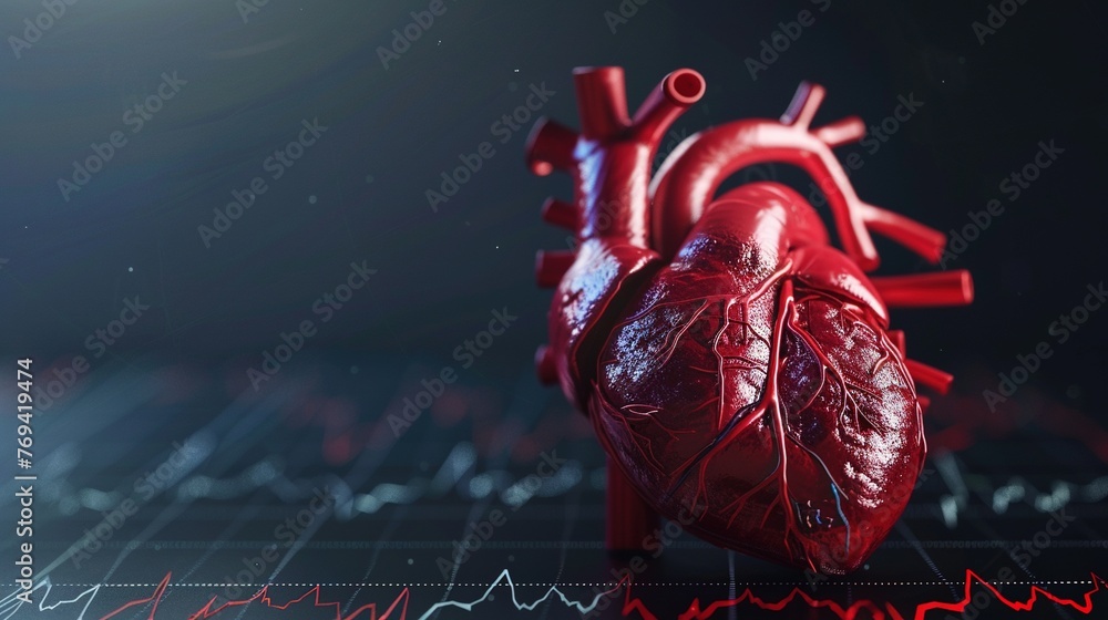 Image of human heart anatomy. Healthy human heart. Heart rate. Correct ...