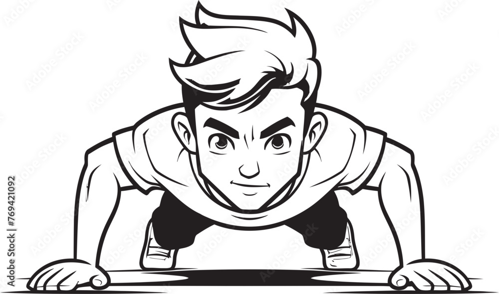 Fit Focus Young Mans Push Up Intensity Black Logo Design Power Push ...