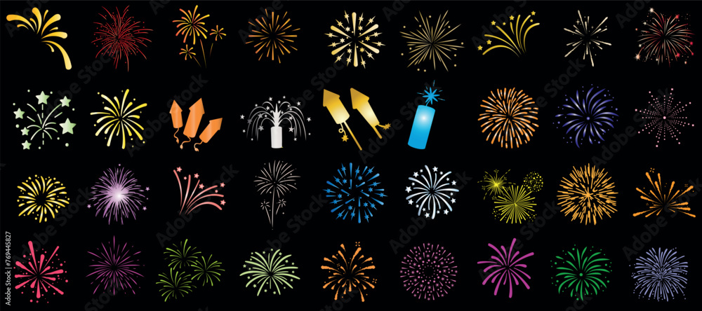 colorful fireworks light up the dark sky, ideal fireworks vector for ...