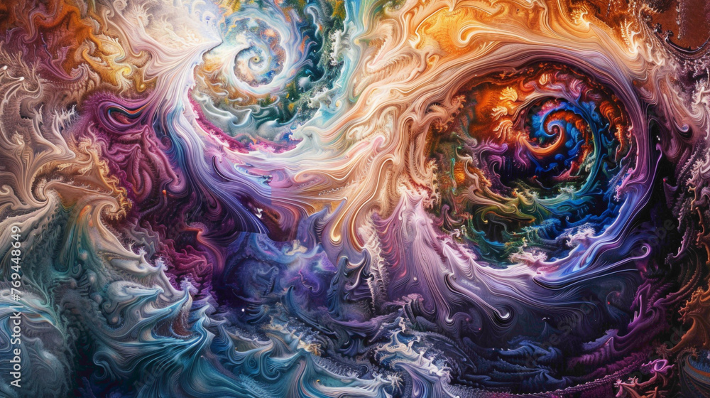 Intricate patterns of swirling colors, each brushstroke adding depth ...