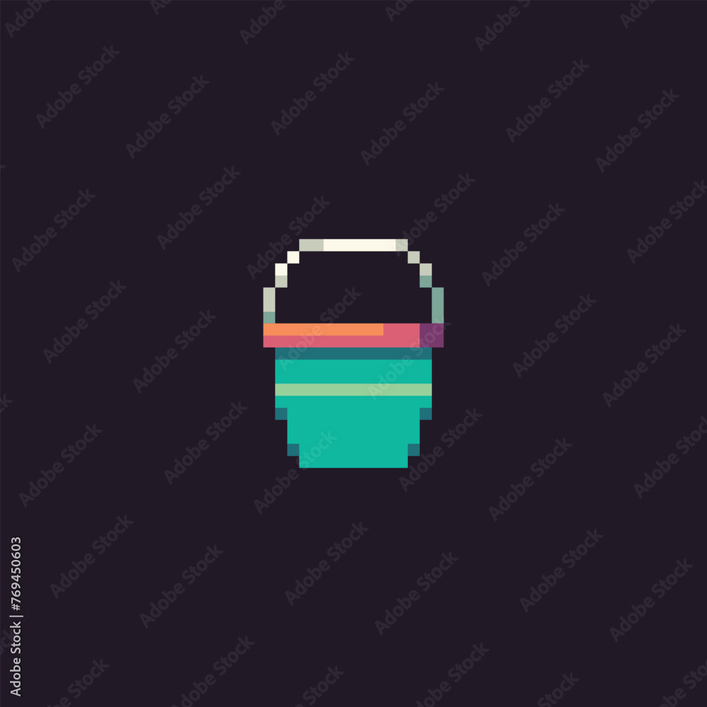this is pixel art garden icon in with colorful color and black ...