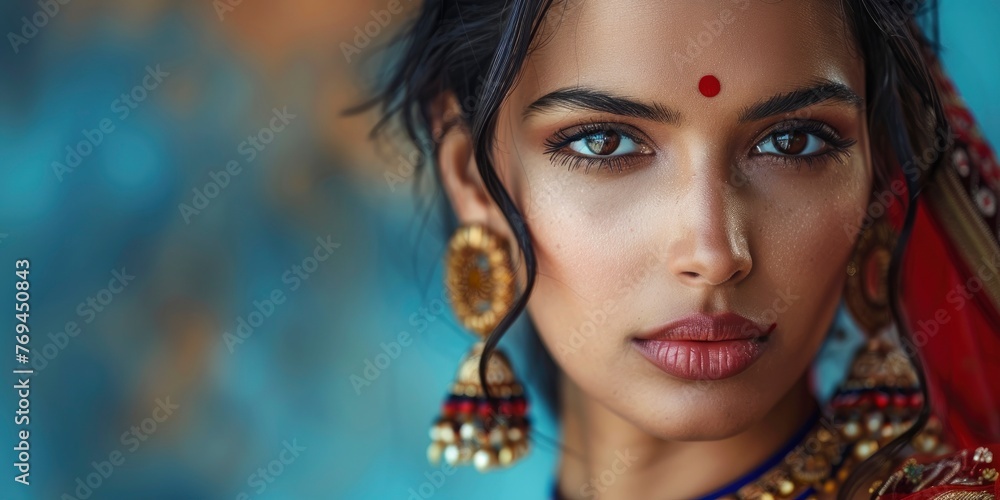 Fashion portrait of a lovely indian woman with beautiful facial ...