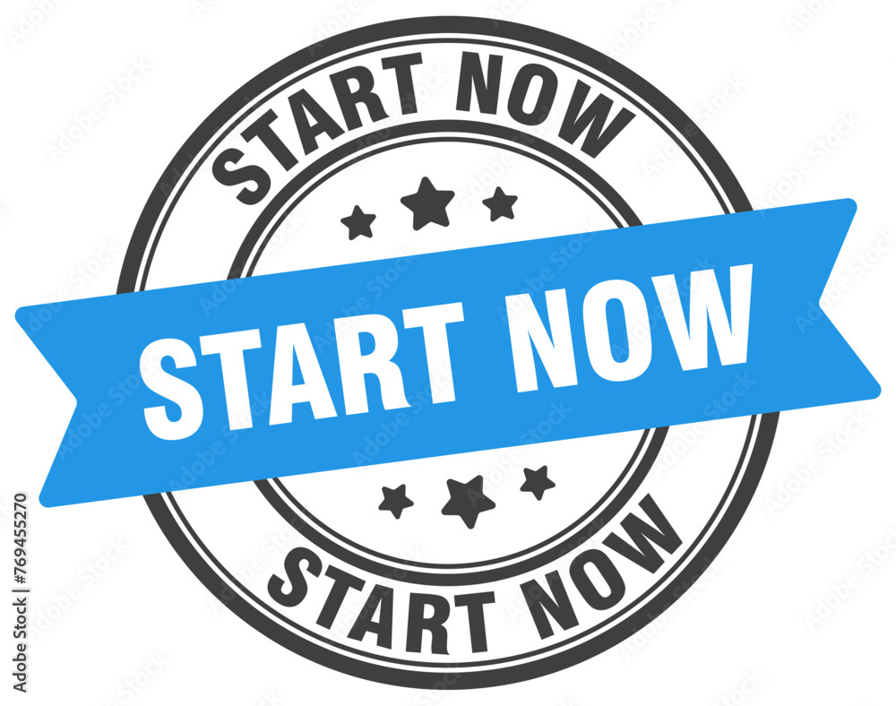 start now stamp. start now label on transparent background. round sign ...