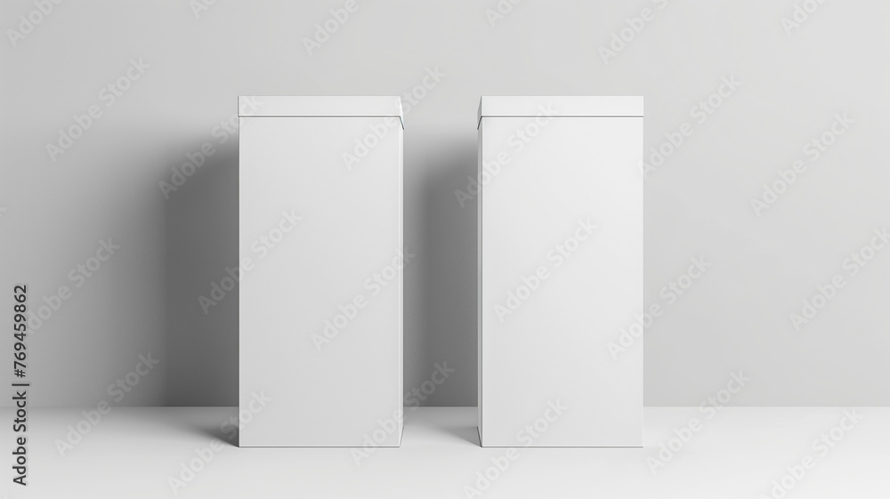 White packaging box, two rectangular boxes stacked together, vertical ...