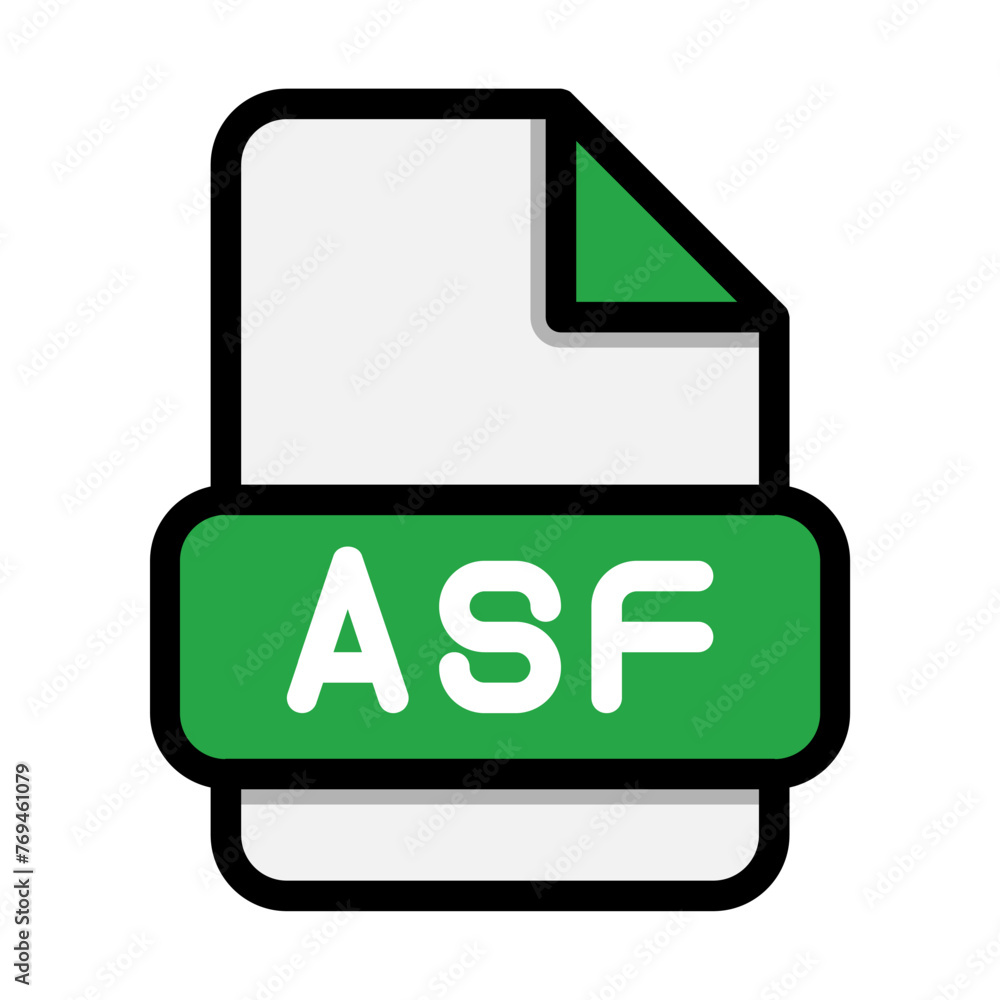 Asf file icons. Flat file extension. icon video format symbols. Vector ...