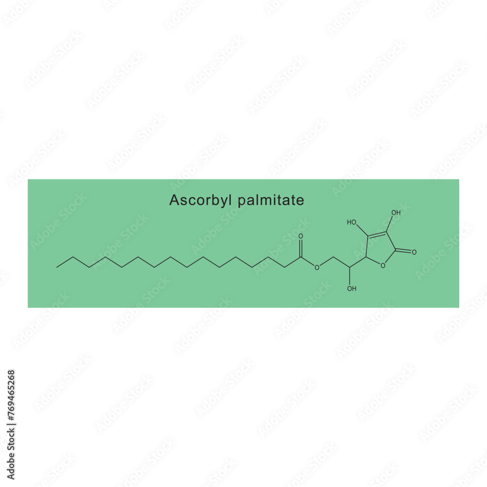 Ascorbyl palmitate skeletal structure diagram.Vitamin C derivative ...
