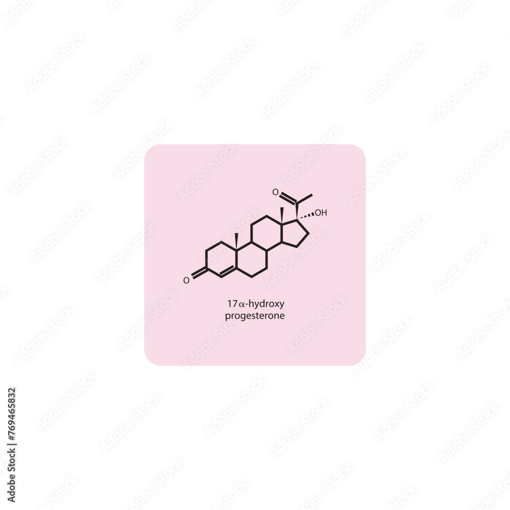 17 -α-hydroxy progesterone skeletal structure diagram.Progesterone ...