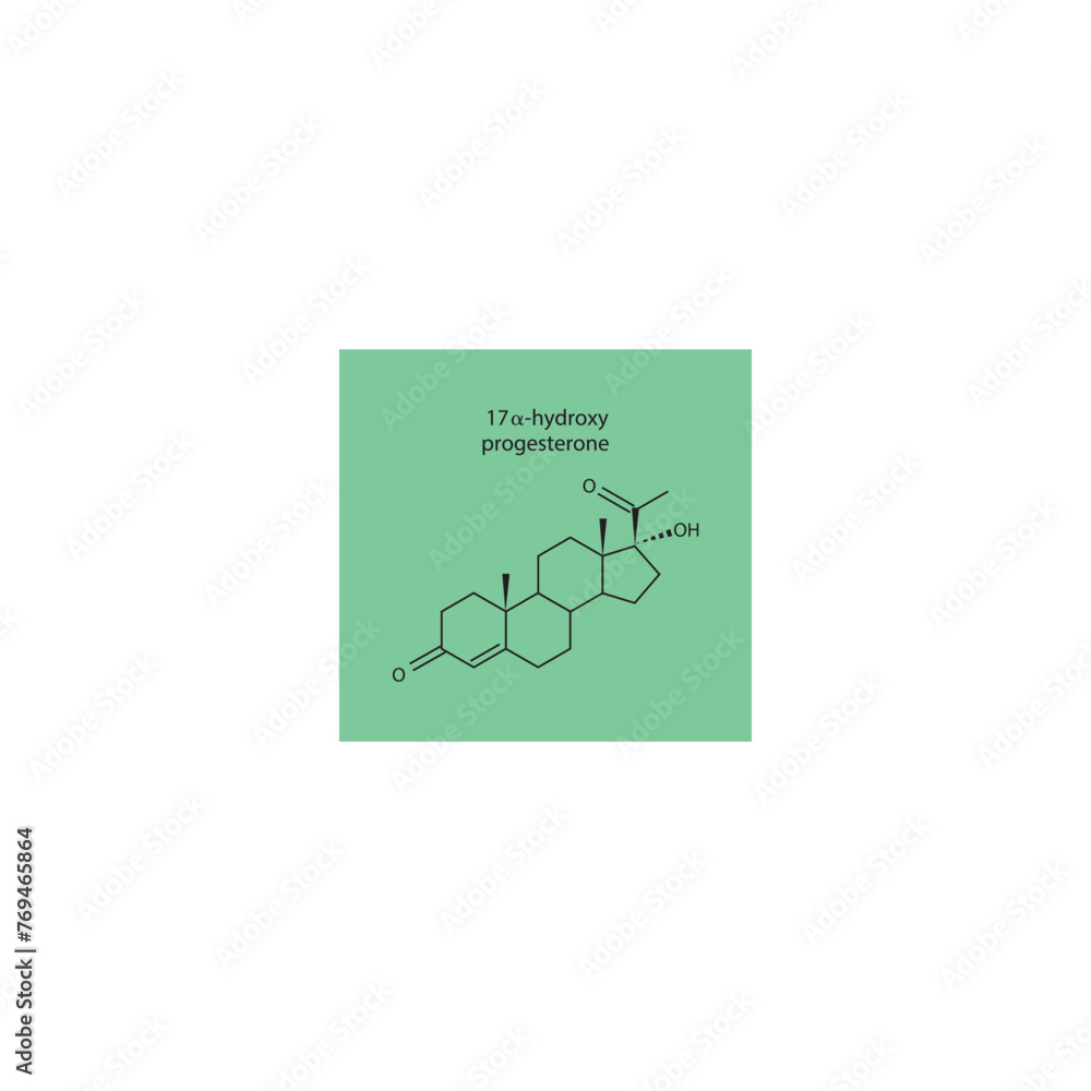 17 -α-hydroxy progesterone skeletal structure diagram.Progesterone ...