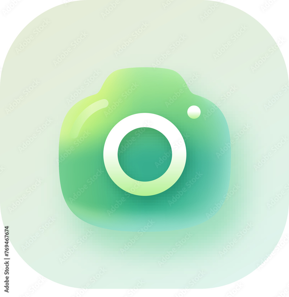 A green camera with the letter O on it. The camera is a symbol for ...