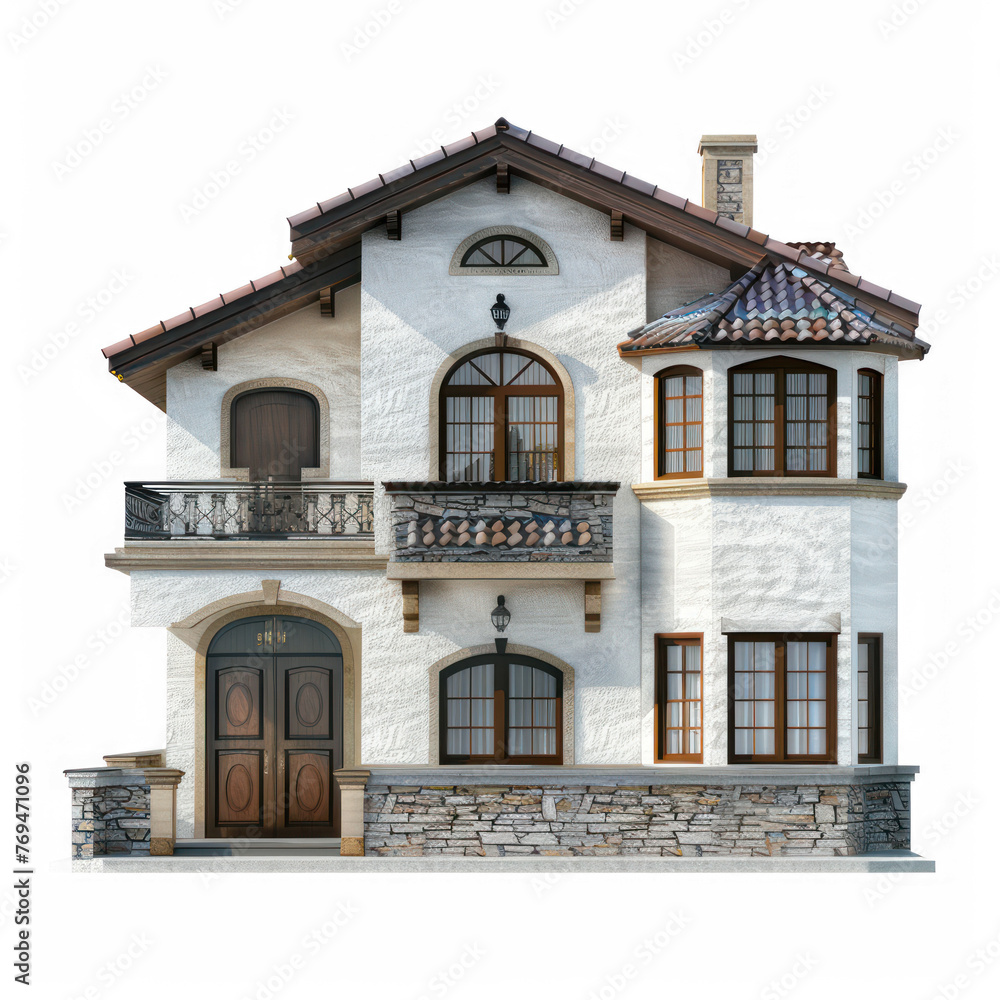 Country house made of fiber foam concrete blocks with facade cladding ...