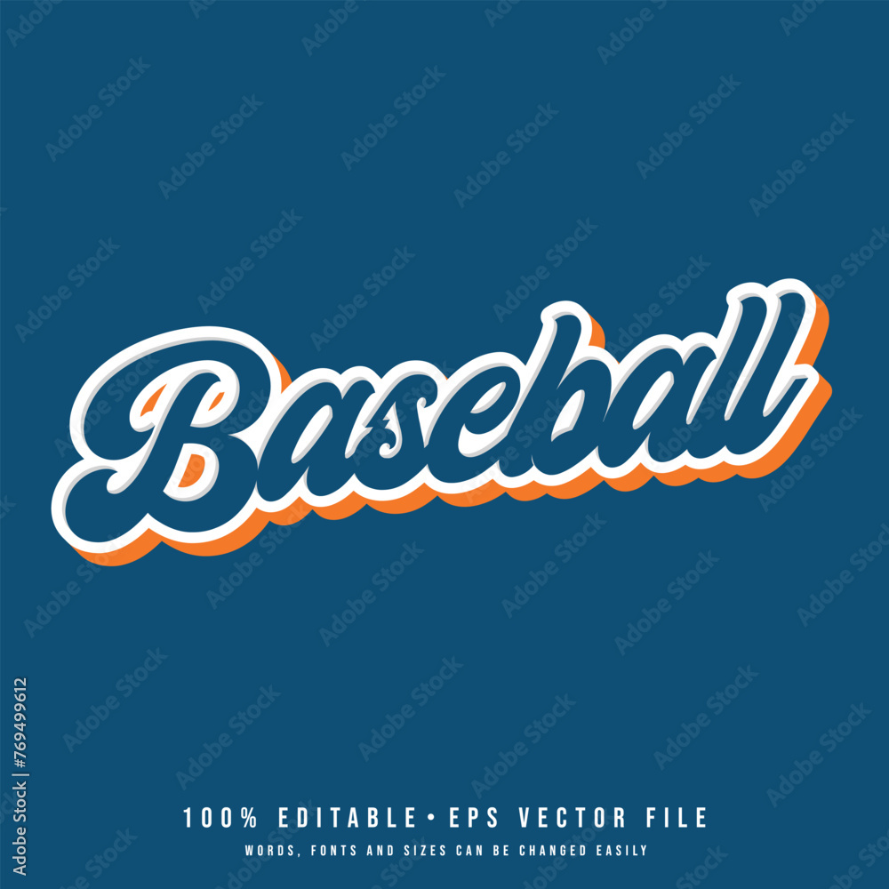 Baseball text effect vector. Editable college t-shirt design printable ...