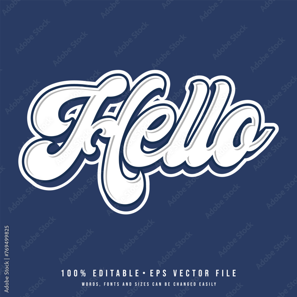 Hello text effect vector. Editable college t-shirt design printable ...
