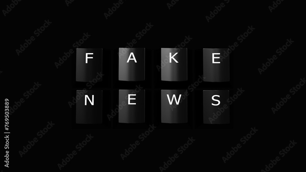 Fake news black and white keyboard keys word internet communication ...