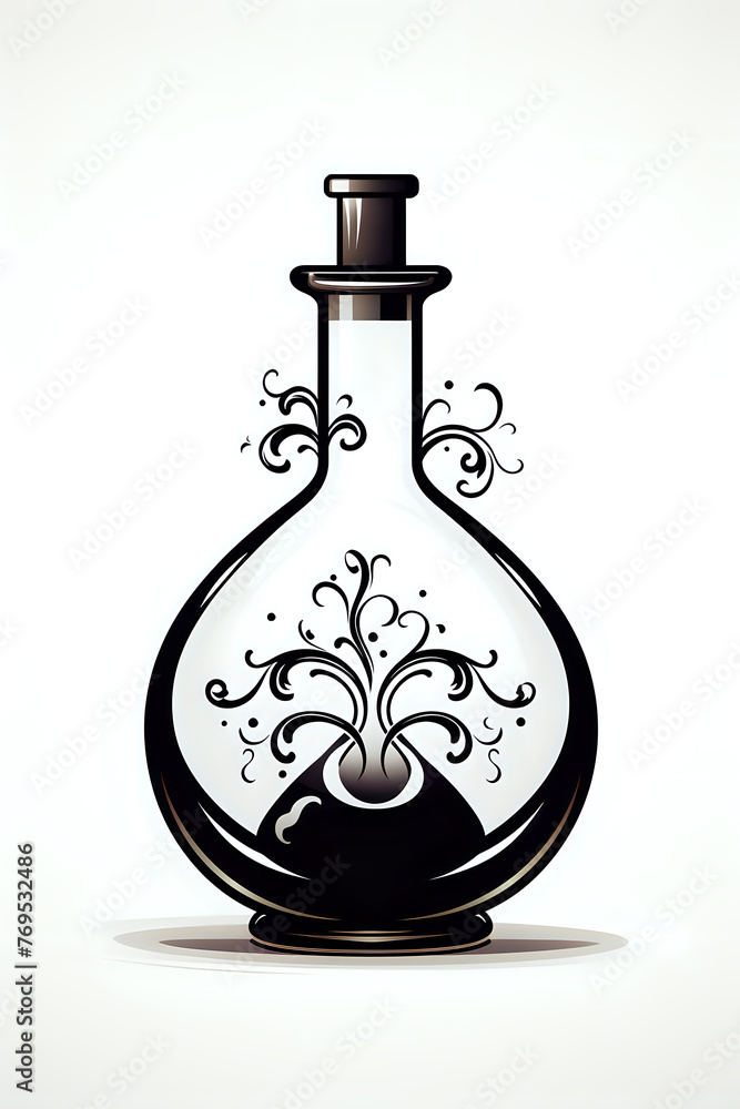 Elegant Potion Bottle with Swirl Design. Stylized potion bottle ...