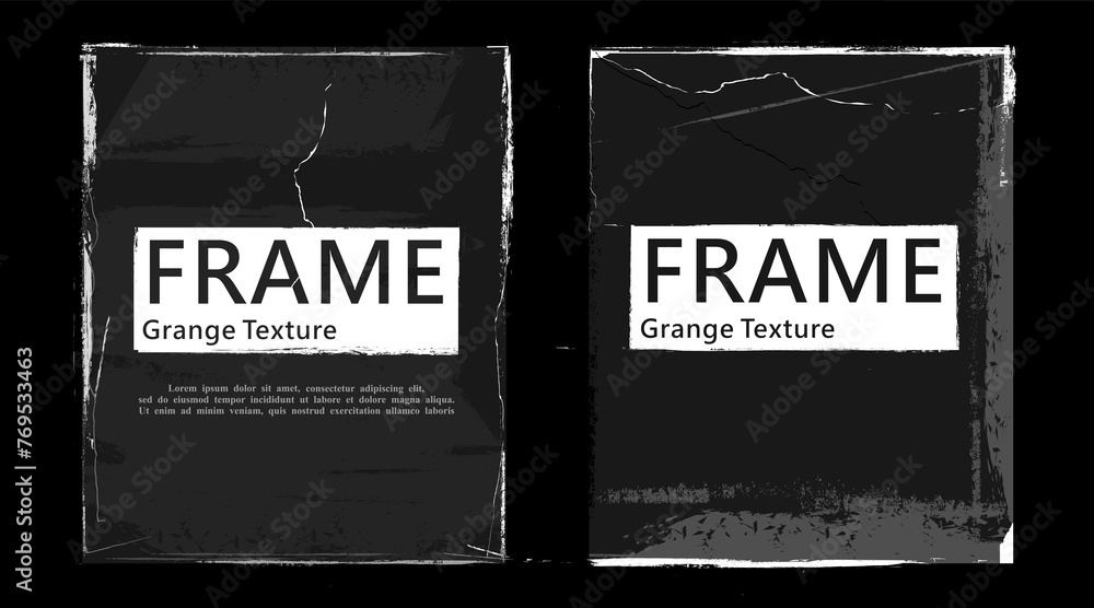 Realistic grunge set of transparent frames with cracked, chipped ...