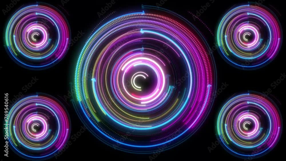 Neon Circle Vj Loop Animation. Colorful Circle Design Animation ...