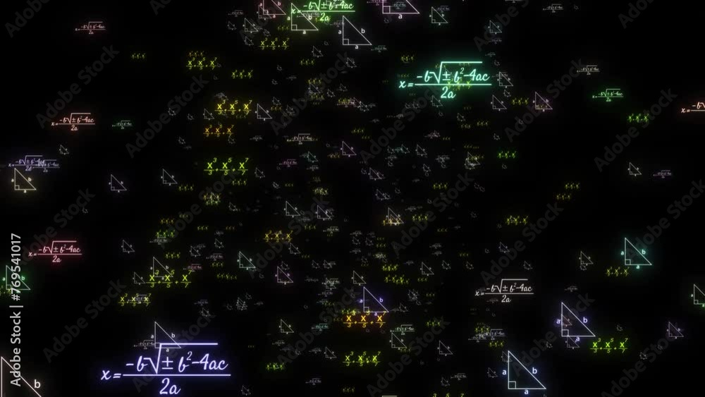 Camera Flying Through Math Problem Solve Background. Equation Math ...