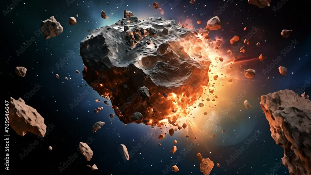 Meteor glowing as it enters the Earth's atmosphere. Planet Earth and ...