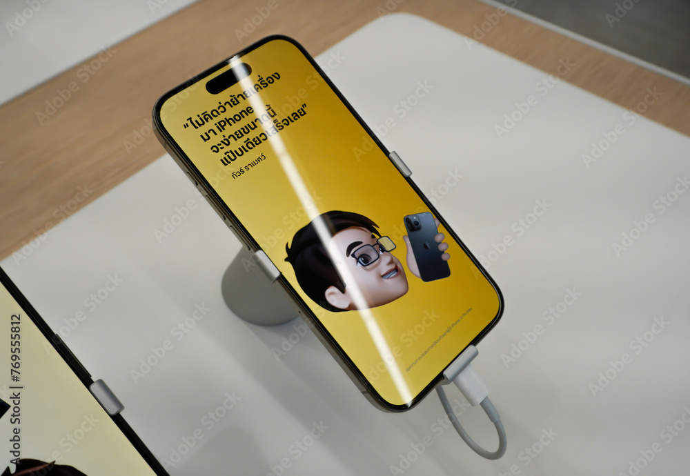 Bangkok, Thailand, April 25, 2024 iPhone 15 Pro features a titanium ...