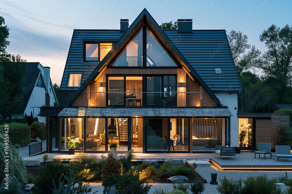Belle grande maison moderne et contemporaine d'architecte avec des ...