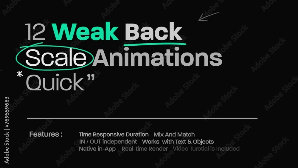 12 Weak Back Scale Title Animator Quick Stock Template | Adobe Stock