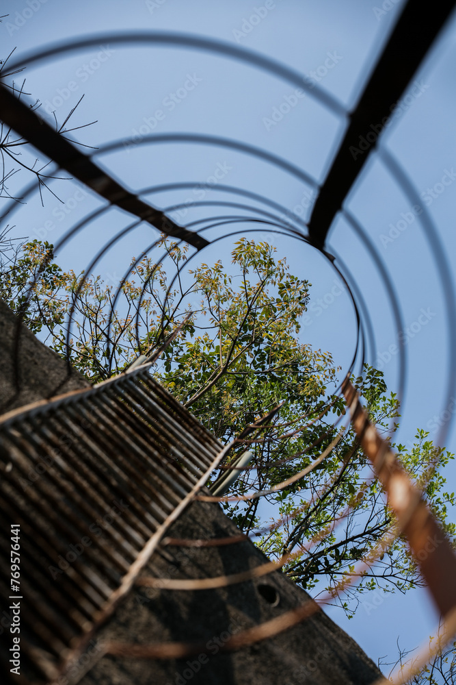 Barbed Wire Perspective. A striking view through concentric circles of ...