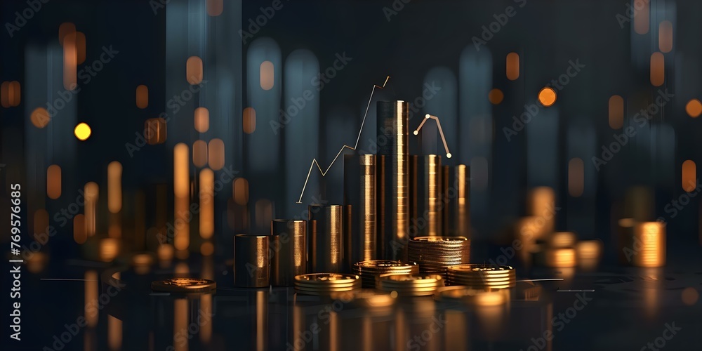 Visual Representation of Financial Market Trends with Gold Coins, Arrows, and Percentage Symbols ...