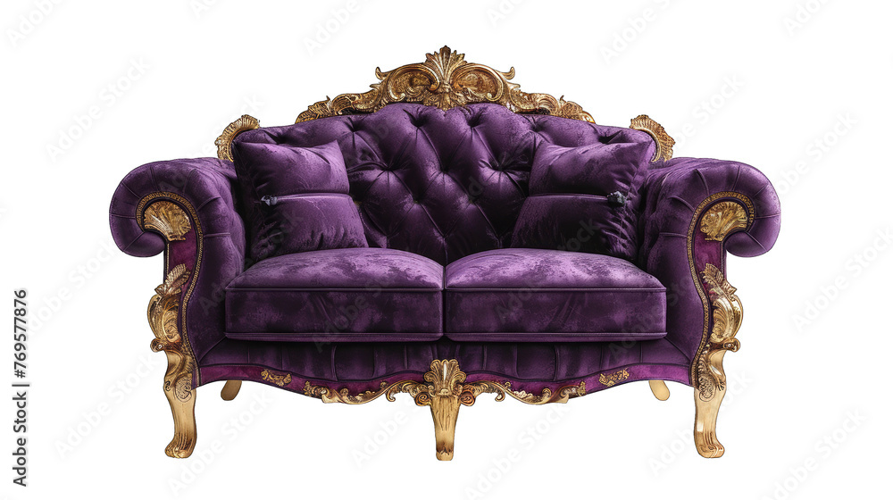 Extravagant Baroque Throne Chair in Luxurious Purple Velvet and Gold ...