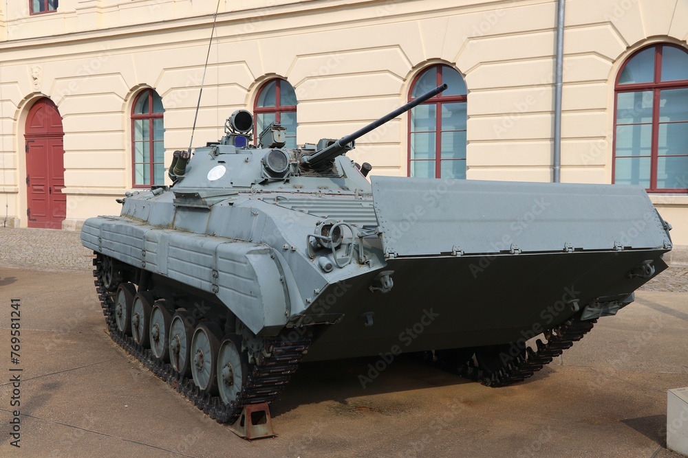 DRESDEN, GERMANY - MAY 10, 2018: Outdoor display in front of Bundeswehr ...