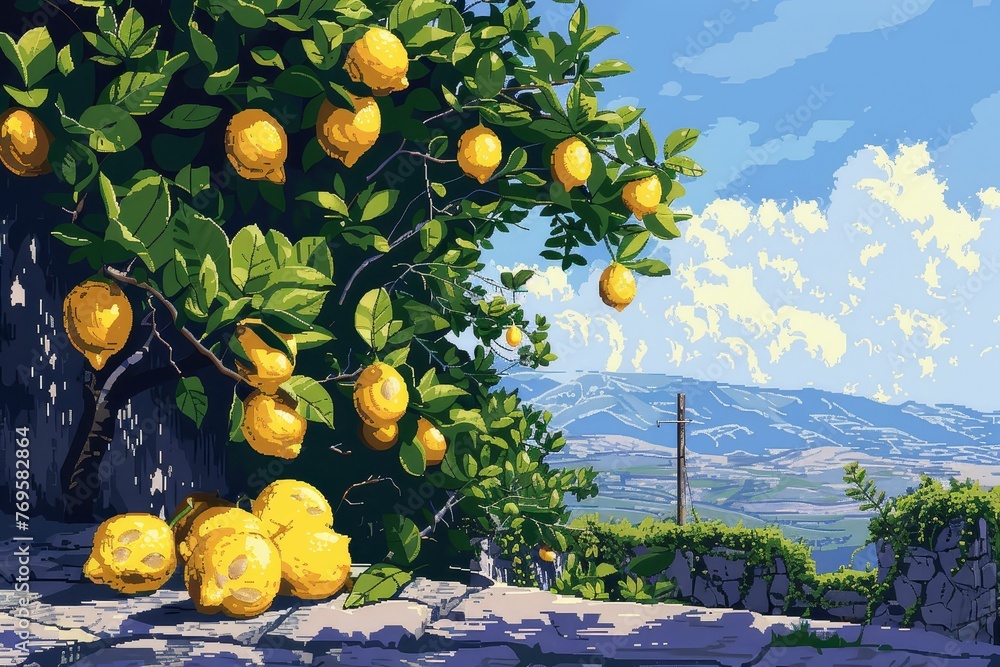 Lemon Sustainable Design Artistic Documentary Calming Pixel Art , Stock ...