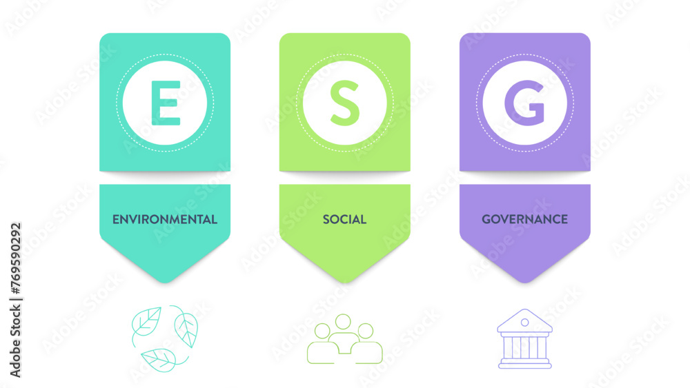 ESG environmental, social, and governance strategy infographic banner ...