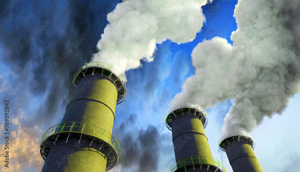 Pollution from industrial fumes and global warming concept. Closeup and ...