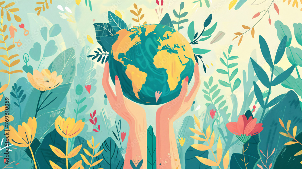 Celebration of International Mother Earth Day. A vibrant call to action ...