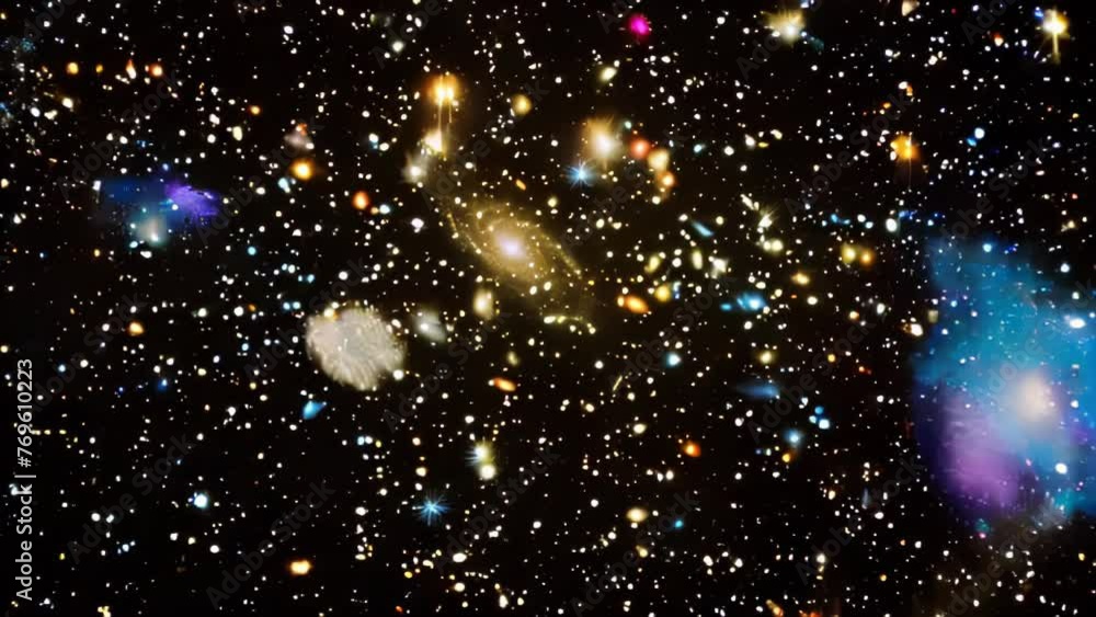 A deep night sky filled with countless twinkling stars. Bluish regions ...