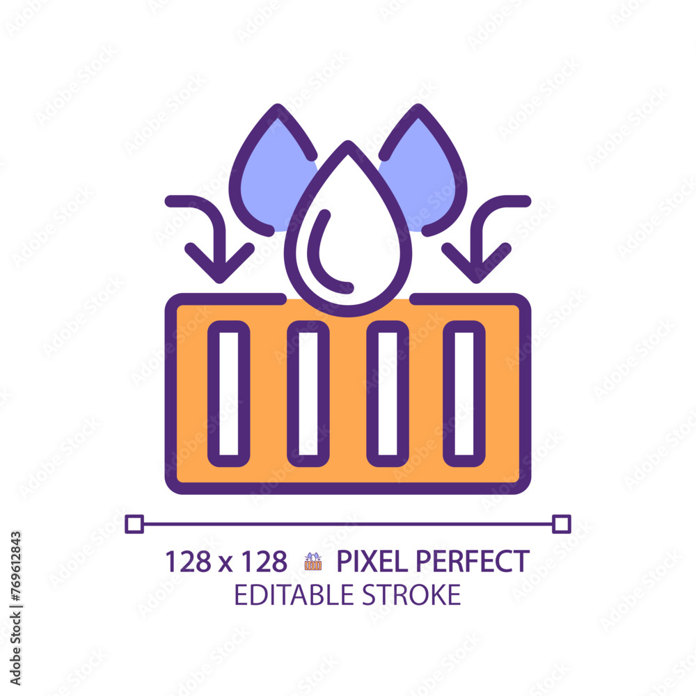 Stormwater runoff RGB color icon. Urban water management. Flood control ...