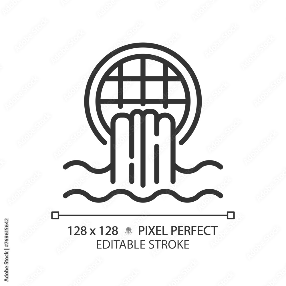 Storm drain linear icon. Wastewater runoff. Water management. Flood ...