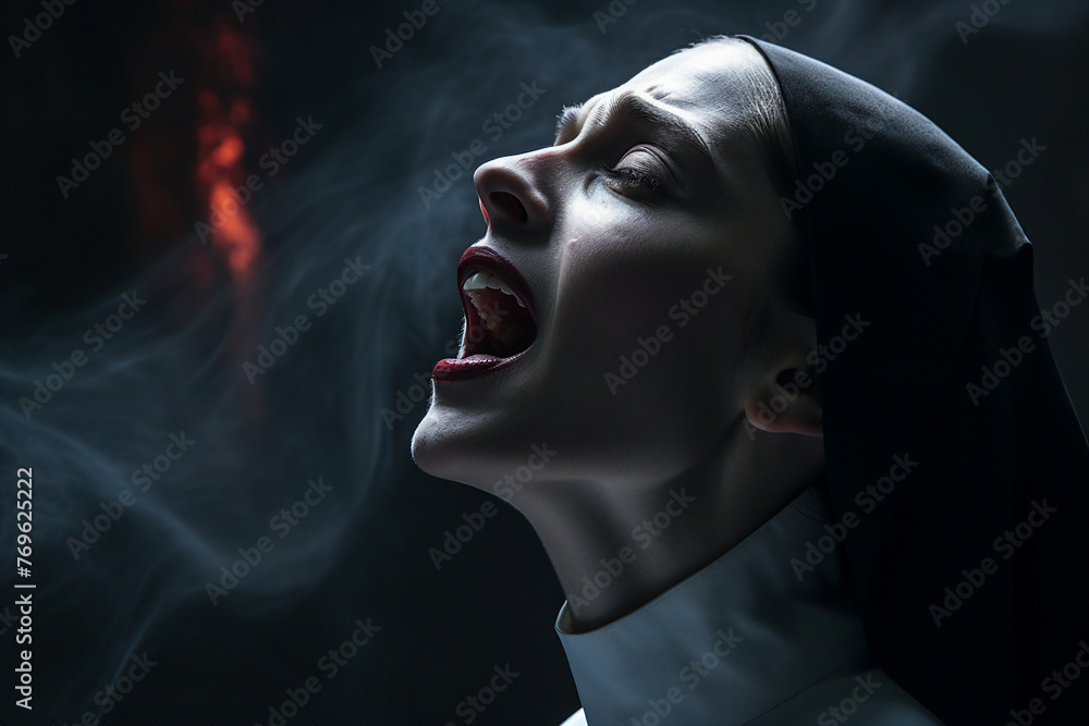 Generative AI picture of monastery sister nun priest cursed possessed ...