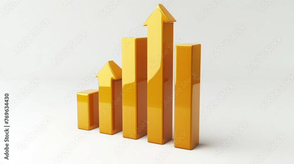 Increas business graph symbol isolated on white background. Chart icon ...