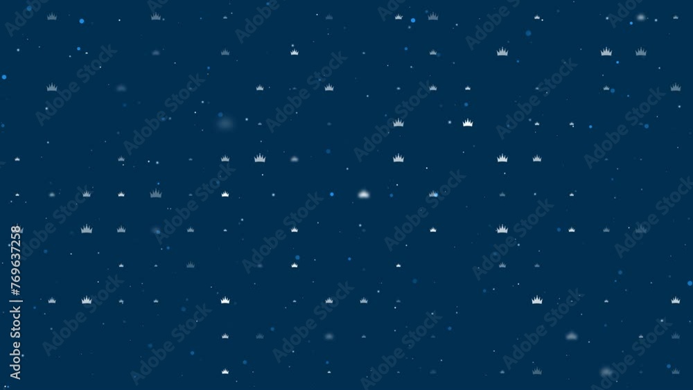 Template animation of evenly spaced crown symbols of different sizes ...