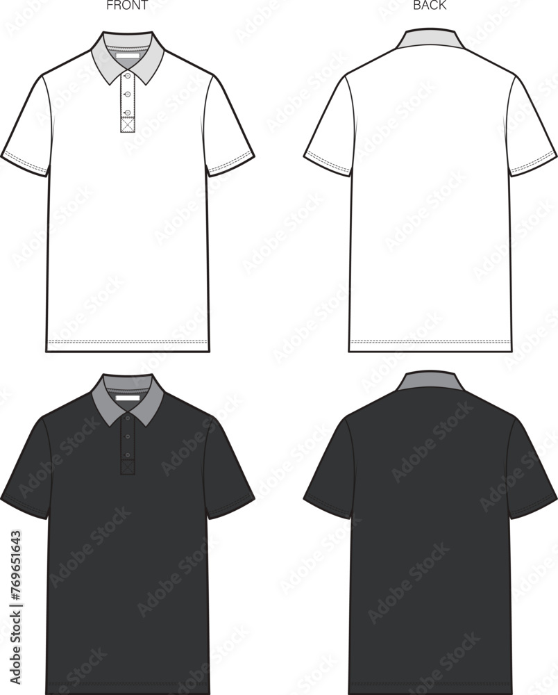 Polo shirt technical drawing Flat sketch for Adobe Illustrator Stock ...