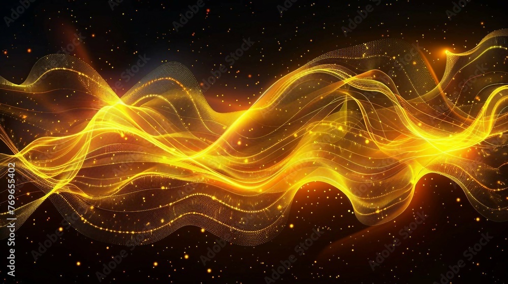 an oceanic yellow digital background resembling sound waves, with ...
