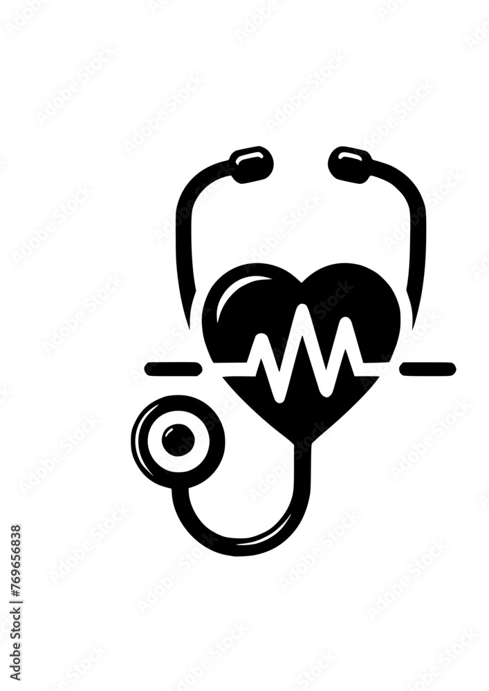 Stethoscope Heart Rhythm SVG, Medical Svg, Silhouette Svg, Cricut Svg ...