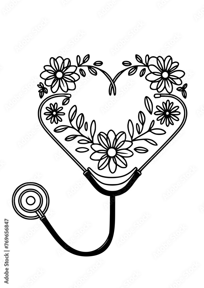 Flower stethoscope svg | Stethoscope Clipart | Stethoscope Cutfile ...