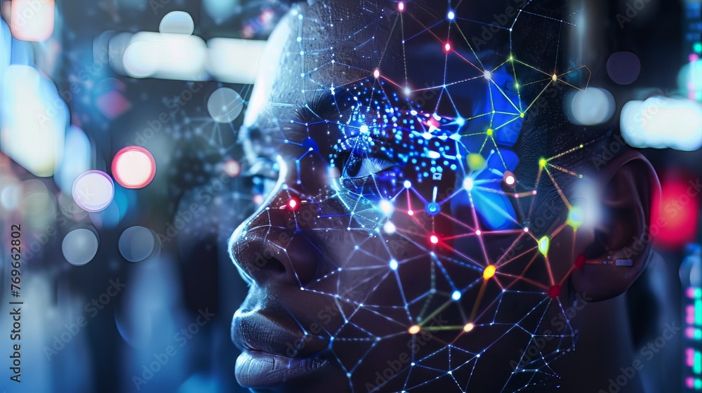 Facial Recognition: In an image representing a facial recognition algorithm, a person's face may ...