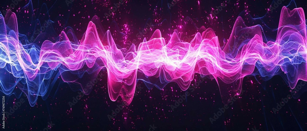an oceanic pink digital background resembling sound waves, with ...