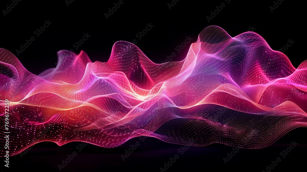 an oceanic pink digital background resembling sound waves, with ...
