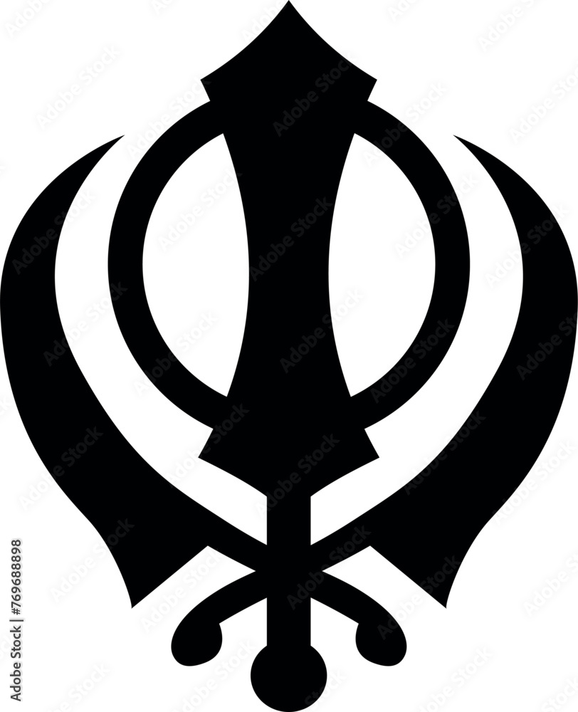 Khanda, Sikhism symbol icon Sikhism religion vector logo. Deg tegh ...