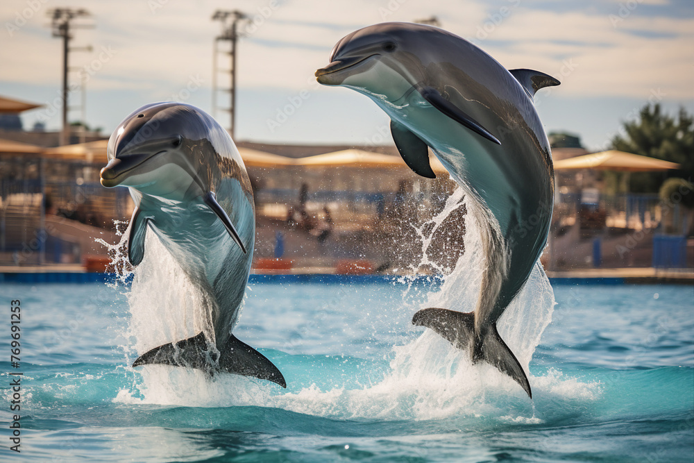 Dolphin performance in dolphinarium aquapark best friends with people ...