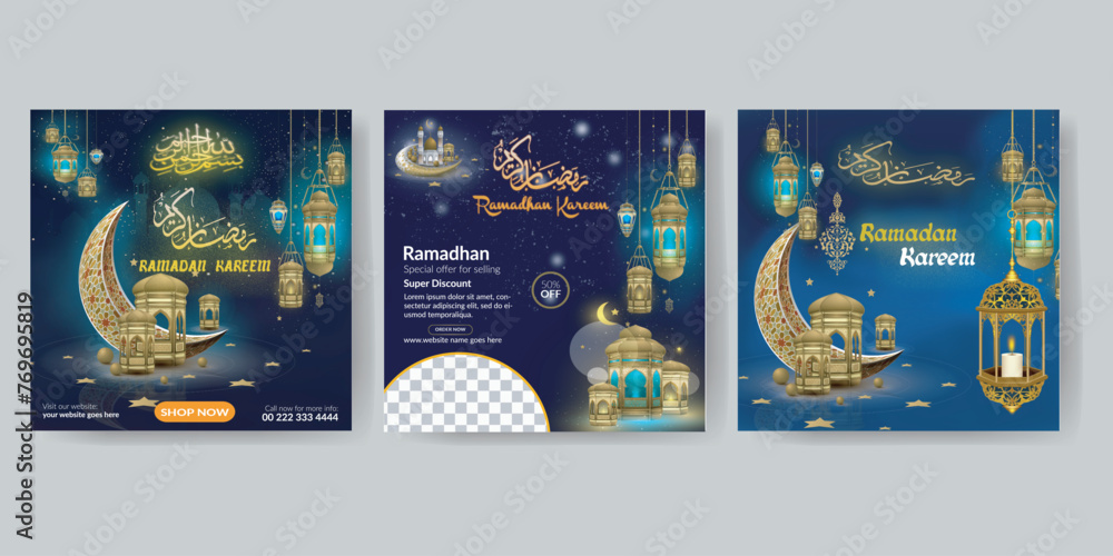 Happy ramadan kareem greeting card and eid festival sale offer. ramadan ...