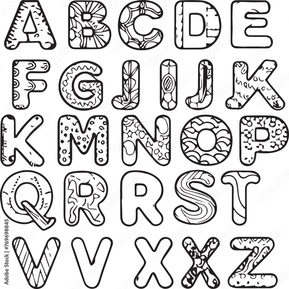 Alphabet coloring pages for coloring book. Fun and art Alphabet ...